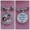 A Double Sided 20mm Silver Memory Picture Bride or Groom Pin for a ...