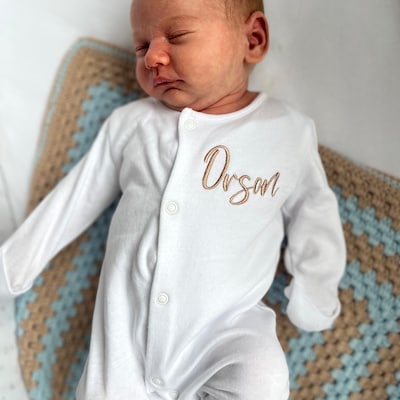 Sleepsuit Embroidered Personalised Name Sleepsuit - Etsy