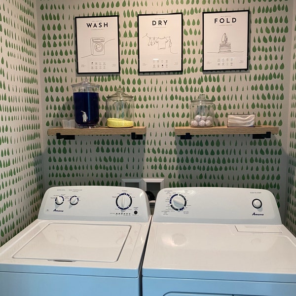 Lr05/wash-dry-fold, Laundry Room Poster, Three Pieces Print Set, Single ...