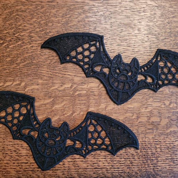 Embroidered Black Lace Bat - Etsy