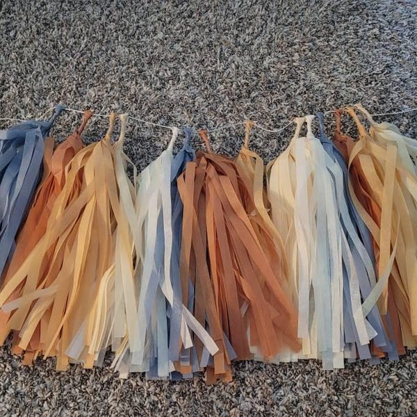 Mute Sun Blue Tissue Paper Tassel Garland - Retro Boho Birthday - Muted ...