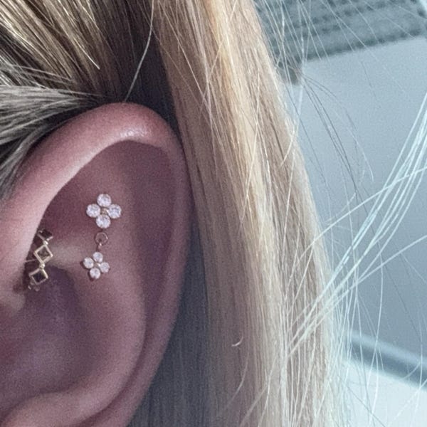 Tiny Flower Rook Hoop Earring • Flower Helix Hoop • Rook Earring ...