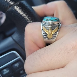 Indian Emerald Ring, Men's Ring, 925 Sterling Silver Ring, Two Tone ...