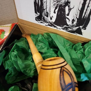 Odin the Wanderer Ansuz Rune Wood Pipe / Wooden Viking Thor Frigga ...