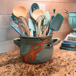 Utensil Holder in Slate Blue Made to Order - Etsy