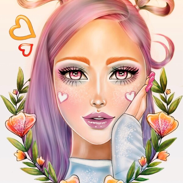 Modern Hairstyle AMORA Coloring Page by Dinnysidik - Etsy UK