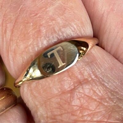 14k Gold Initial Ring Available in All Letters Real Solid - Etsy
