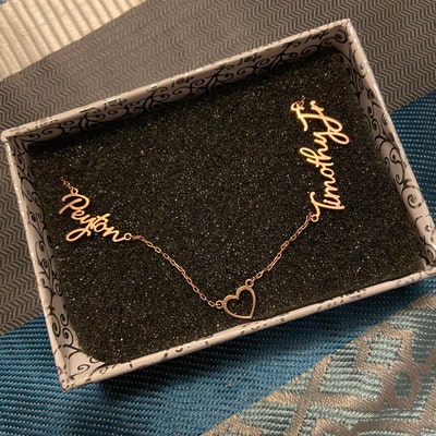 Two Name Necklace With Heart, Kids Name Necklace, Multiple Name ...