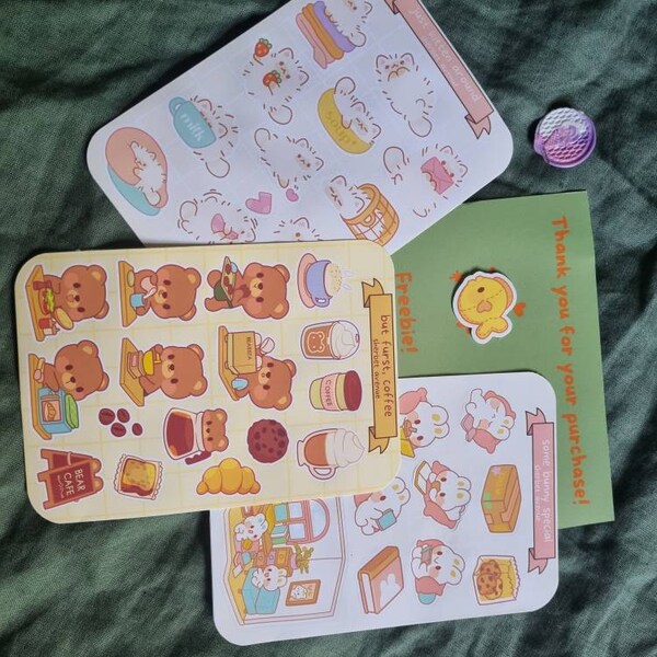 Cute Sticker Sheet Kawaii Sticker Pack Mini Food Stickers Handdrawn ...