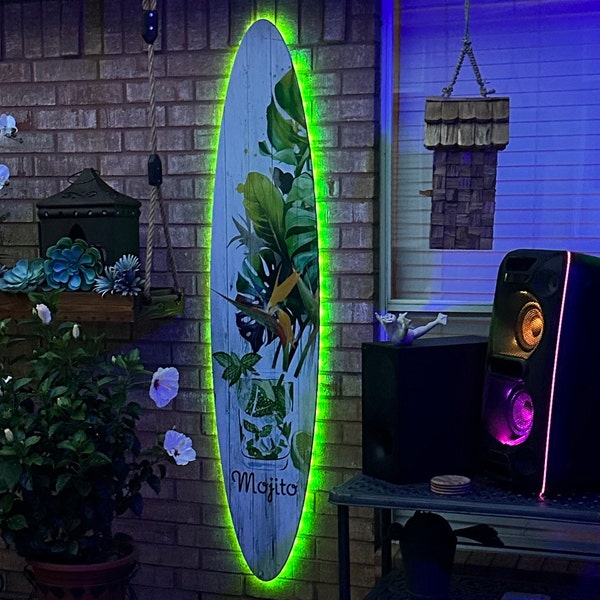 6' With LED Lights Wall Hanging Surf Board Surfboard Decor Hawaiian ...