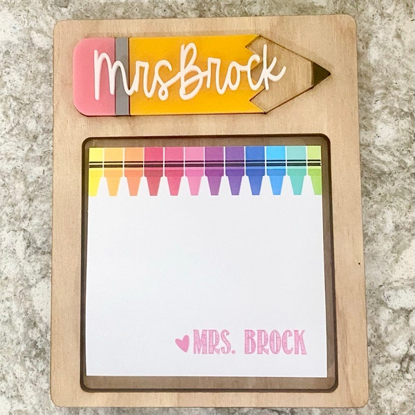 Teacher Sticky Note, Teacher Notepad, Crayon Sticky Note, Teacher ...