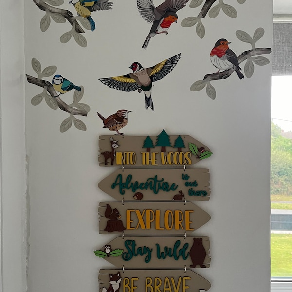 Song Thrush Wall Decal, Bird Wall Sticker, Bird Decal, Bird Decor, Bird ...