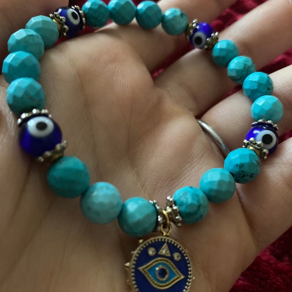 Third Eye Bracelet Turquoise Evil Eye Bracelet Protection Bracelet ...