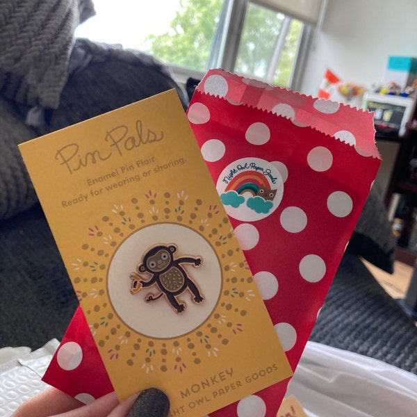 Monkey Pin Monkey Enamel Pin Monkey Lapel Pin Gold Enamel Pin Kawaii ...