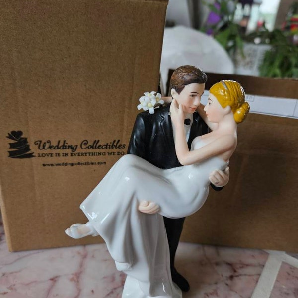 Groom Holding Bride Traditional Wedding Cake Topper Figurine - Custom ...