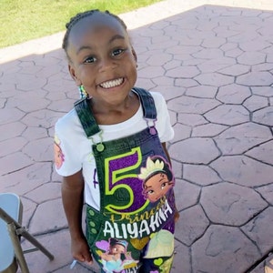 Princess Purple Green OVERALLS Birthday Overalls Custom Denim Birthday ...