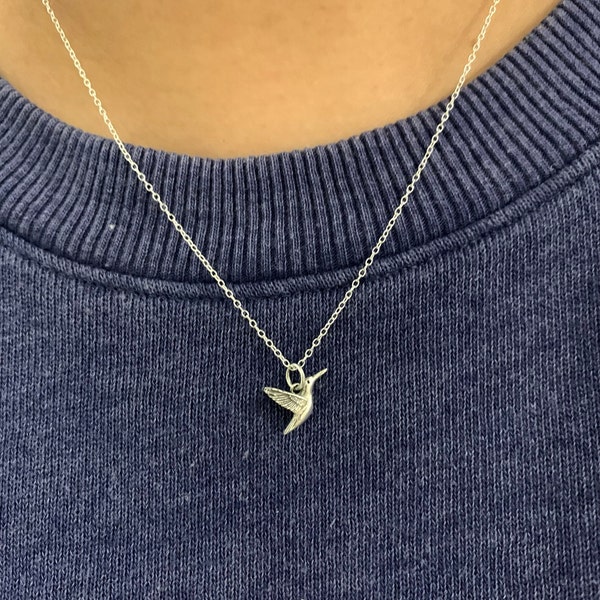 Hummingbird Necklace Sterling Silver Bird Necklace, Hummingbird Jewelry ...