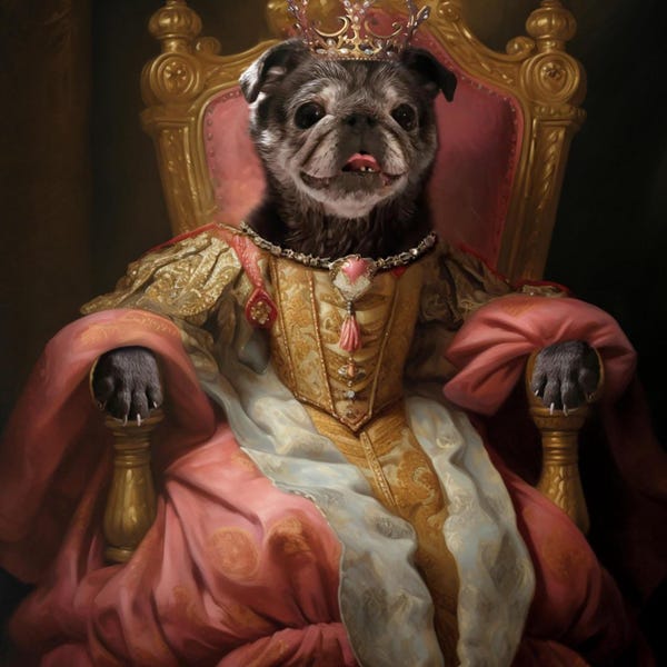 Custom Pet Portrait, Princess Pet Painting, Personalized Pet Art, Queen ...