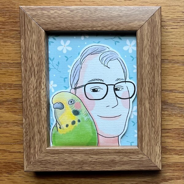Mini Custom Cat Owner Portrait, Personalized Owner Pet Portrait, Custom ...