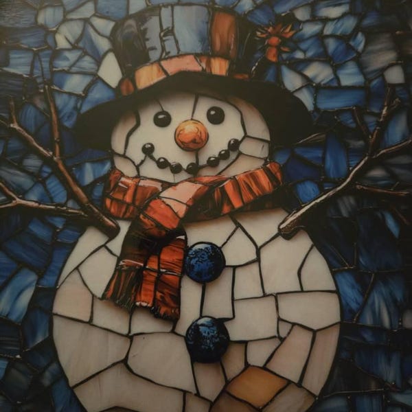 Snowman Ceramic Tile Art Book Nook Bookshelf Coffee Table Wall Decor ...