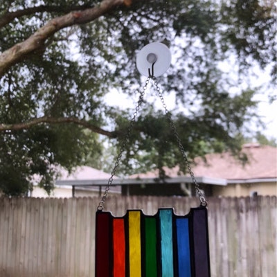 Rainbow Stripe Small Suncatcher - Etsy