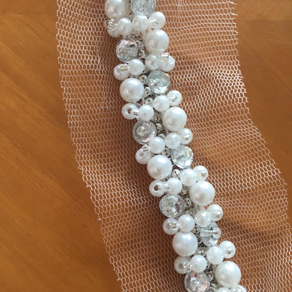 Pearl Rhinestone Bead Trim Tape for Belt, Straps, Wedding Decors, Party ...
