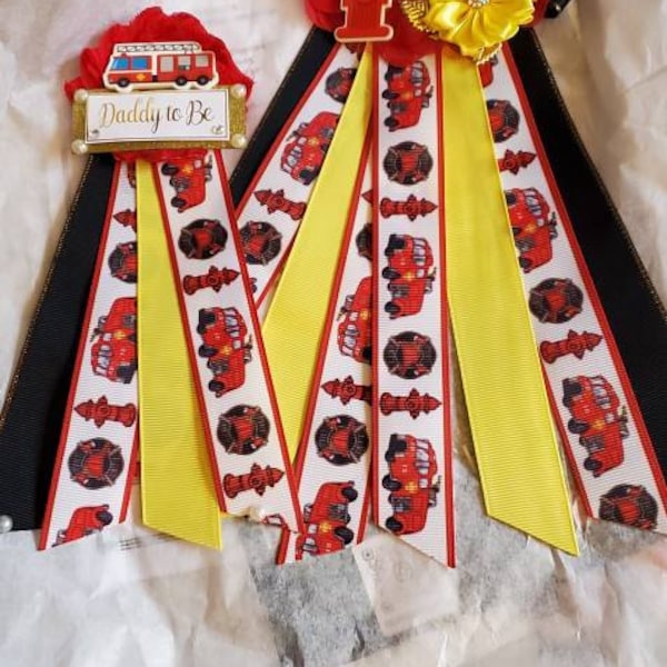 Firefighter Baby Shower, Red Yellow Black Maternity Sash, Firefighter ...