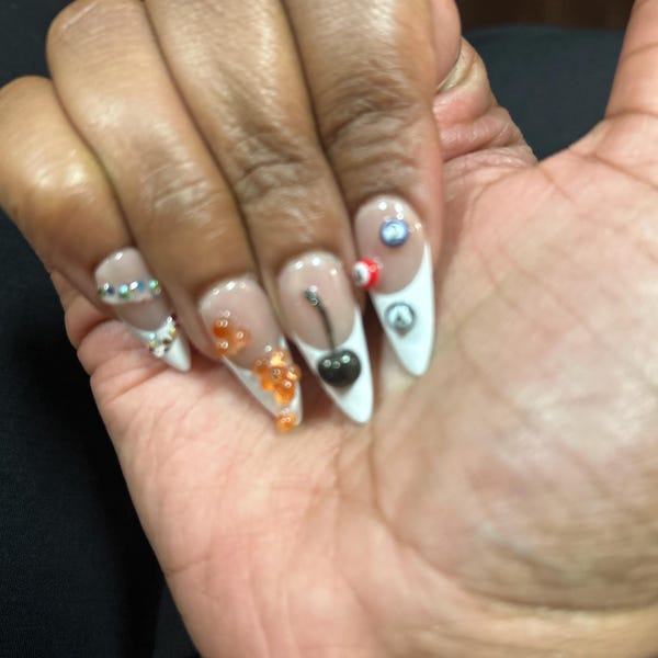 Fruit Almond Press on Nails,hand Painted Nail,custom Press on Nails,3d ...