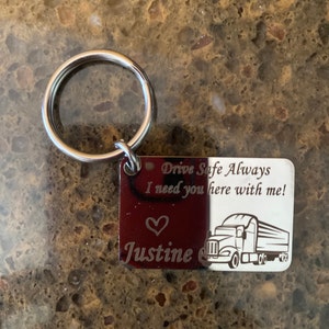 Drive Safe Keychain, Truck Driver Keychain, Custom Trucker Keychain ...