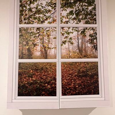 Window View Print on Canvas, Open Window Wall Art, Framed Fake Window ...
