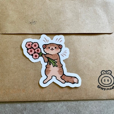 Flower Cat Sticker / Cat Sticker / Kitten Sticker / Flower Sticker ...