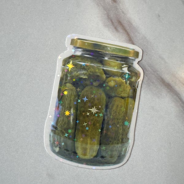Holographic Sparkle Pickle Jar Vinyl Sticker - Funny Laptop Water ...