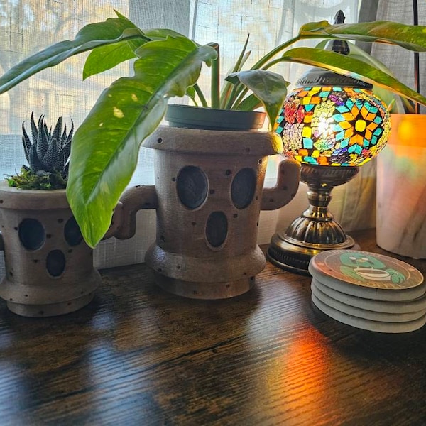 3D Printed Hand-painted Gyroid Lloid Succulent Planter Vase Inspired by ...