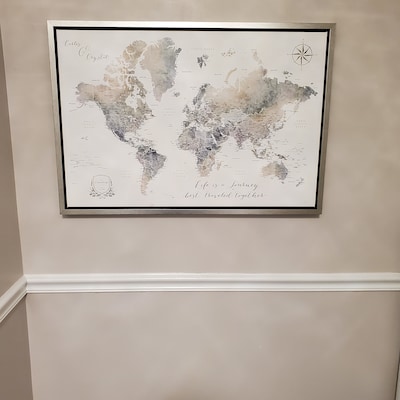 36x24 Printable World Map With Capitals & Cities, Diy Travel Pinboard ...