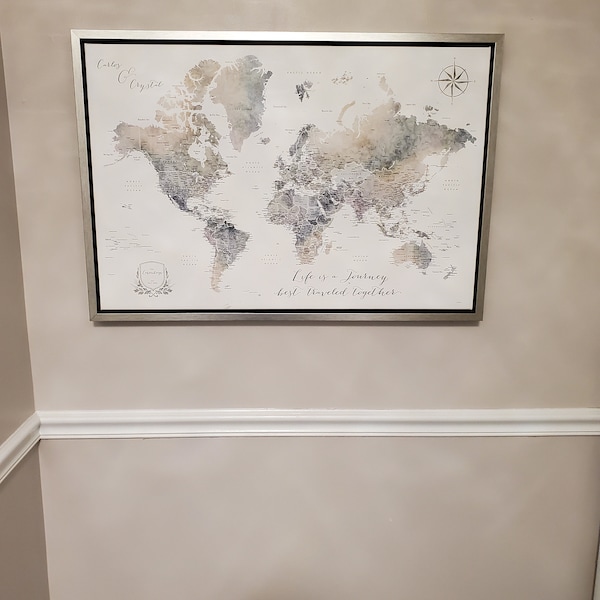 36x24 30x20 Printable World Map With Cities & Capitals, Large Art ...