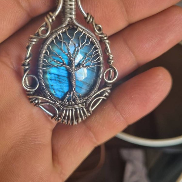 Moonstone Tree of Life Pendant, Wire Wrapped Necklace, Handmade Crystal ...
