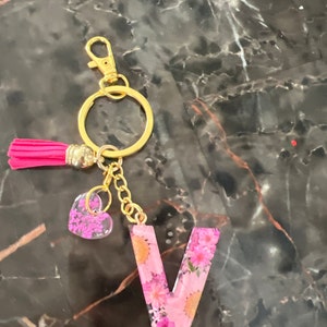 Custom Purple Flower Resin Keychain, Personalized Pressed Dried Floral ...