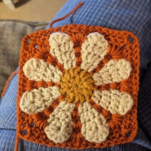 Retro Daisy Square Pattern Floral Granny Square DIY Crochet Flower ...