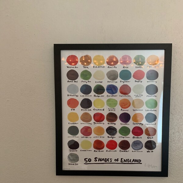 50 Shades of England, Quirky English Colour Chart Poster. Fun Memento ...