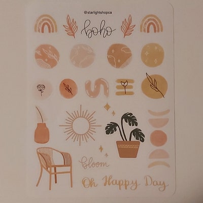 Boho Bujo Sticker Sheet Boho Art, Botanical Art, Abstract Stickers - Etsy