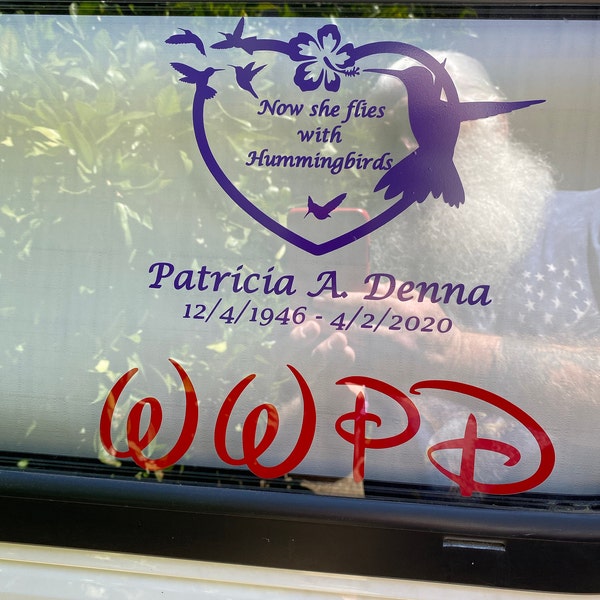 Custom Memorial Decal, Now She Flies With Hummingbirds Decal, Memorial ...