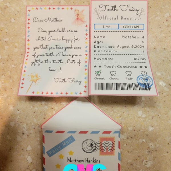 Printable Tooth Fairy Letter, Tooth Fairy Kit , Tiny Tooth Fairy Note ...