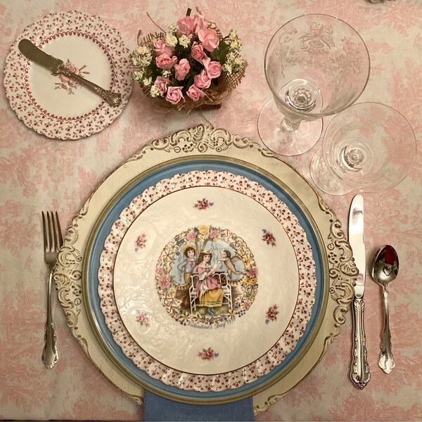 Pink Toile Tablecloth Table Cover Linen Toile Table Cloth Colonial ...