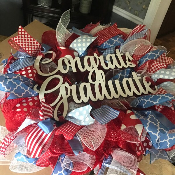 Congrats Graduate Front Door Wreath, College or High School Graduation ...