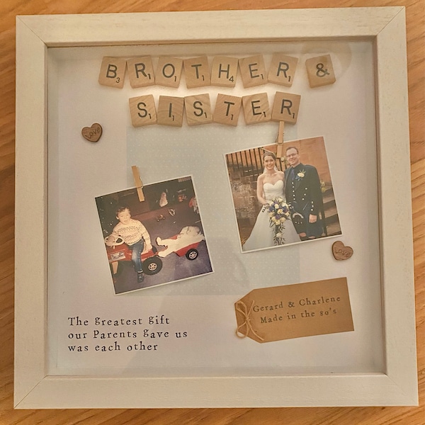 Brother and Sister Frame- Sibling Photo Frame - Personalised Scrabble ...