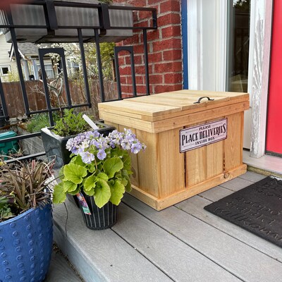 Place Deliveries Inside Box Metal Sign Rustic Looking Customizable ...