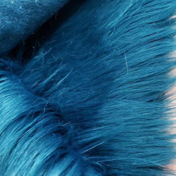 Eden DARK TEAL GREEN Shaggy Long Pile Soft Faux Fur Fabric for Fursuit ...