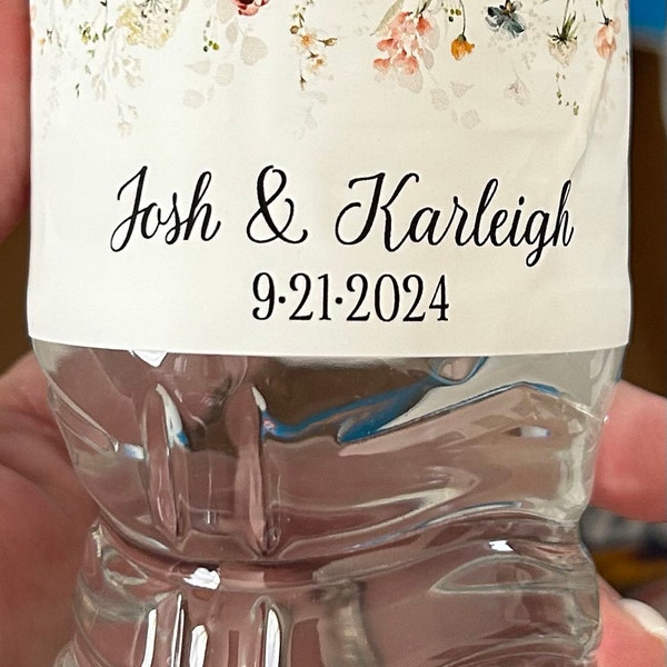 Printable OR Printed Floral Water Bottle Labels With Your Choice of ...