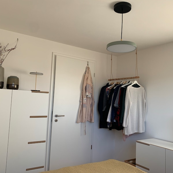 Hanging Wardrobe | Black Clothes Rail With Leather Strap | Hanging ...