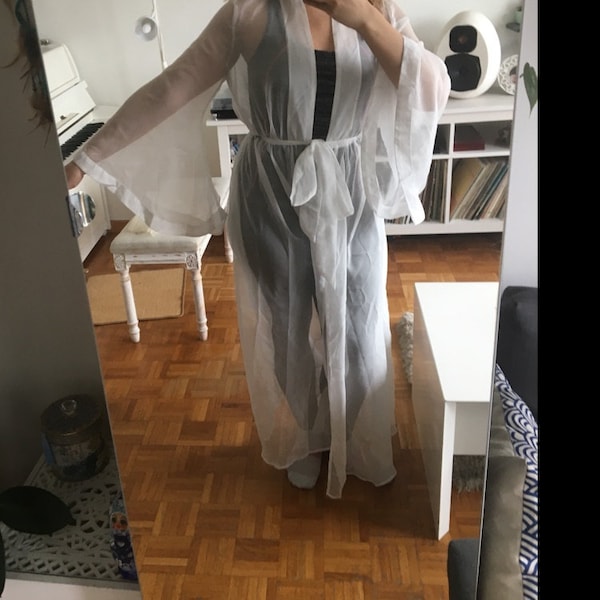 Sheer Black Silk Robe - Robes for Women - Sheer Tulle Robes - Kimono ...